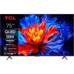 TCL QLED-Fernseher &raquo;75P81KX1&laquo; 189 cm/75 &prime;&prime; Smart-TV 144Hz, Multi-HDR, Dolby Vision, Game Master, Smart TV, Apple TV, ONKYO schwarz Smart TV: Google TV