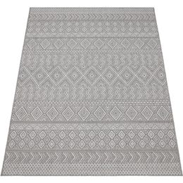 Paco Home Teppich &raquo;Vermont 190&laquo; rechteckig 4 mm H&ouml;he Flachgewebe, modernes Design mit Rauten, gesteift, Outdoor geeignet grau Polypropylen