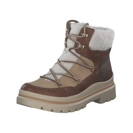 Remonte Schn&uuml;rstiefelette Damen Gr&ouml;&szlig;e 37 ecru / hellbeige / braun / schoko Winterschuhe