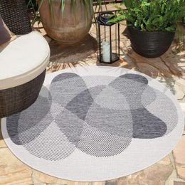 Carpet City Outdoorteppich &raquo;DUO RUG 5835&laquo; rund 5 mm H&ouml;he Wendeteppich Wetterfest In- & Outdoor, Balkon, Terrasse, Wohnzimmer grau Obermaterial: 100% Polypropylen