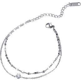 Firetti Damen Edelstahlkette &raquo;Schmuck Geschenk Armband Kette Fu&szlig;kette Bauchkette 2-reihig Fancy&laquo; mit Zirkonia (synth.), in verschiedenen L&auml;ngen 