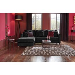 Home Affaire Ecksofa &raquo;Renesse L-Form&laquo; lose Kissen, Keder an Sitzkissen schwarz Samtvelours 100% Polyester;Luxus-Microfaser ALTARA NUBUCK (100% 
