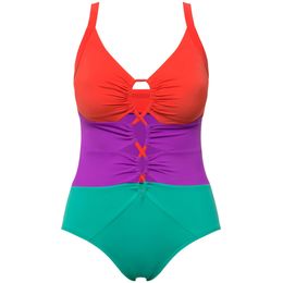 Ulla Popken Badeanzug Damen Gr&ouml;&szlig;e XXL mint / lila / neonrot