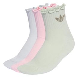 adidas originals Socken 'Ruffle 3 Pairs' Damen Gr&ouml;&szlig;e 34/36 pastellblau / oliv / pastellgr&uuml;n / rosa