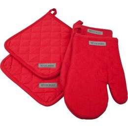Ross Topflappen &raquo;Exclusiv&laquo; 2x Topflappen und 2x Grillhandschuh, 100% Baumwolle rot 100% Baumwolle
