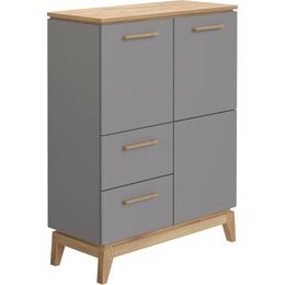 Paidi Highboard &raquo;STIENE in Beige oder Grau, 2 Schubladen und 2 T&uuml;ren mit Soft-Close&laquo; B/H/T ca. 95/123/40cm, stabiles Regal mit Massivholz, Standregal,