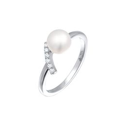 NENALINA Ring 'Elegant' Damen Gr&ouml;&szlig;e 58 silber / perlwei&szlig;