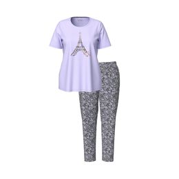 Ulla Popken Pyjama Damen Gr&ouml;&szlig;e 5XL/6XL grau / dunkelgrau / lavendel Winterkleid