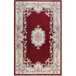 FLAIR RUGS Wollteppich &raquo;Aubusson&laquo; rechteckig 10 mm H&ouml;he Wolle, Teppich, Wohnzimmer, Schlafzimmer, Esszimmer rot Wolle