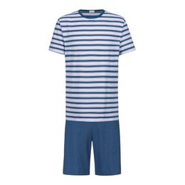 Mey Pyjama 'Sky Stripes' Herren Gr&ouml;&szlig;e XXL hellblau / dunkelblau / pink