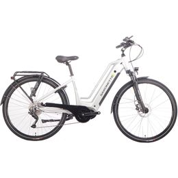 Saxonette Unisex SAXONETTE &raquo;Quantum Sport&laquo; 10 Gang Shimano Kettenschaltung Mittelmotor 250 W Pedelec, Elektrofahrrad f&uuml;r Damen u. Herren silber