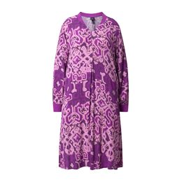 Ulla Popken Kleid Damen Gr&ouml;&szlig;e 46/48 pflaume / helllila Winterkleid
