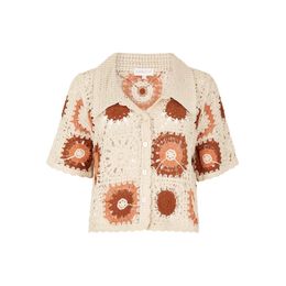 Apricot Crochet Squares Cardigan ' ' Damen Gr&ouml;&szlig;e L stone