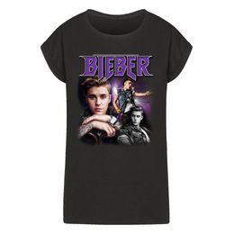 F4NT4STIC T-Shirt 'Justin Bieber Iconic' Damen Gr&ouml;&szlig;e XS grau / lila / schwarz / wei&szlig;