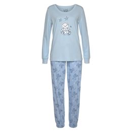Vivance Pyjama Damen Gr&ouml;&szlig;e S/M blau / wei&szlig; Winterkleid