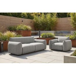 Riess Ambiente Outdoor Sofa SEAHAWK 210cm anthrazit Aluminium Olefin wetterfest 2-Sitzer Couch Riess-Ambiente Boheme Maritim Modern