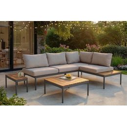 Riess Ambiente Outdoor Lounge MOBILE MODULAR anthrazit hellgrau Garten-Sitzgruppe inkl. Tisch und Kissen Riess-Ambiente Industrie & Loft Modern Natur Skandinavisch
