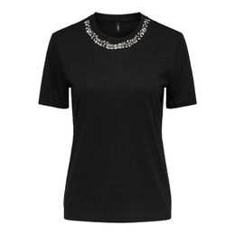 Only Damen Only &raquo;ONLPARKER S/S O-NECK BLING TOP BOX JRS&laquo; Materialmix, regular fit, Rundhals, mit Strass-Stein Detail L