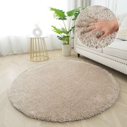 Bruno Banani Hochflor-Teppich &raquo;Dana Teppich, Kundenliebling&laquo; rund 30 mm H&ouml;he unifarben, Mikrofaser Teppiche, Wohnzimmer, Schlafzimmer, Esszimmer beige Kunstfaser
