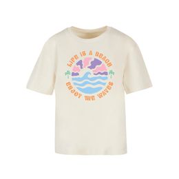 F4NT4STIC T-Shirt 'Life Is A Beach Enjoy The Waves' Damen Gr&ouml;&szlig;e XXL creme / aqua / helllila / mandarine
