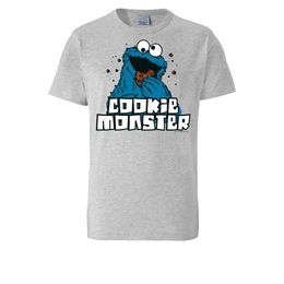 logoshirt T-Shirt 'Kr&uuml;melmonster' Damen Gr&ouml;&szlig;e XS blau / braun / grau / wei&szlig;