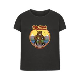 F4NT4STIC T-Shirt 'US National Parks Make Friends At Yellowstone' Damen Gr&ouml;&szlig;e 5XL braun / goldgelb / neonrot / schwarz