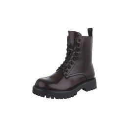 Ital-Design Schn&uuml;rstiefelette Damen Gr&ouml;&szlig;e 37 weinrot Winterschuhe