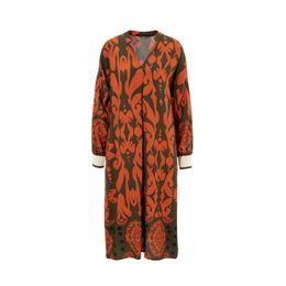 Aniston Casual Blusenkleid Damen Gr&ouml;&szlig;e 46 gr&uuml;n / orange / wei&szlig; Winterkleid