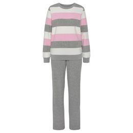 Vivance Pyjama Damen Gr&ouml;&szlig;e XS/S grau / rosa / wei&szlig; Winterkleid