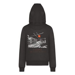 F4NT4STIC Sweatshirt 'Escape Discover the World Town Train Station' Herren Gr&ouml;&szlig;e 4XL orange / schwarz / wei&szlig;