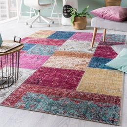 LUXOR living Teppich &raquo;Prima 2&laquo; rechteckig 7 mm H&ouml;he Kurzflor, Patchwork Muster, Vintage Design, Wohnzimmer bunt Kunstfaser