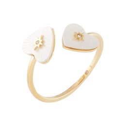 Fossil Ring Damen Gr&ouml;&szlig;e 49 gold / transparent / perlwei&szlig;