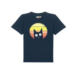 Watabout.kids T-Shirt 'Sunset Cat' Jungen Gr&ouml;&szlig;e 134/146 navy / gelb / orange / wei&szlig;