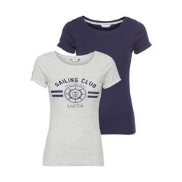 Delmao T-Shirt Damen Gr&ouml;&szlig;e XL blau / grau