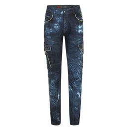 Cipo & Baxx Cipo & Baxx Jeans mit Batik-Muster und funkelnde Nieten Herren Gr&ouml;&szlig;e 33 blau