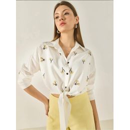 Bianco Lucci Bluse Damen Gr&ouml;&szlig;e M honig / schwarz / wei&szlig;