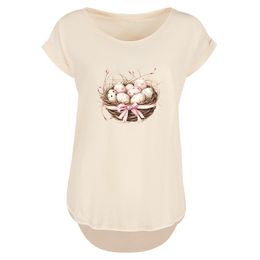 F4NT4STIC T-Shirt 'Osterei Nest Korb Dekor' Damen Gr&ouml;&szlig;e 5XL beige / braun / pink / rot