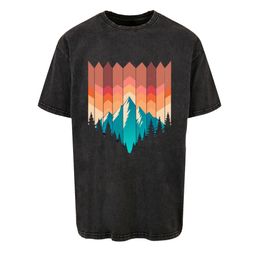 F4NT4STIC T-Shirt 'Berg Sonnenuntergang Geometrisch' Herren Gr&ouml;&szlig;e S mischfarben / schwarz