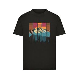 F4NT4STIC T-Shirt 'Berg Sonnenuntergang Retro' Jungen Gr&ouml;&szlig;e 146/152 mischfarben / schwarz