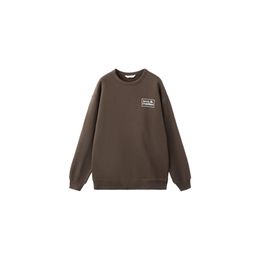 MANGO TEEN Sweatshirt 'Outdoor' Herren Gr&ouml;&szlig;e S schoko / wei&szlig;