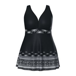 Ulla Popken Badeanzugkleid Damen Gr&ouml;&szlig;e 4XL schwarz / wei&szlig;