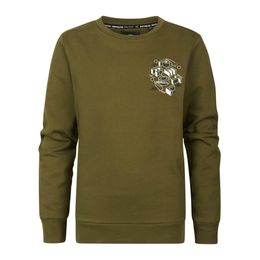 PETROL INDUSTRIES Sweatshirt 'Elmhurst' Jungen Gr&ouml;&szlig;e 176 gr&uuml;n / oliv / wei&szlig;