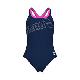 arena Sportbadeanzug M&auml;dchen Gr&ouml;&szlig;e 128 navy / hellgrau / rosa / wei&szlig;