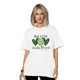 Gorhey Shirt 'Women's Casual Cotton Short Sleeve T-Shirt with Heart-shaped Print' Damen Gr&ouml;&szlig;e XL wei&szlig;