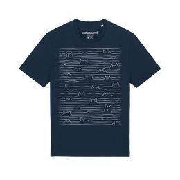 Watapparel T-Shirt ' Doodle Cats ' Herren Gr&ouml;&szlig;e XXXL dunkelblau / wei&szlig;