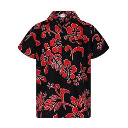 King Kameha Shirt 'Hibiscus Black Line' Herren Gr&ouml;&szlig;e XXL rot