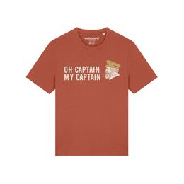 Watapparel T-Shirt 'Oh Captain My Captain' Herren Gr&ouml;&szlig;e S rostbraun / offwhite