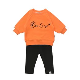Liliput Sweatshirt und Leggings 'Halloween Boo' Jungen Gr&ouml;&szlig;e 74/80 orange / schwarz