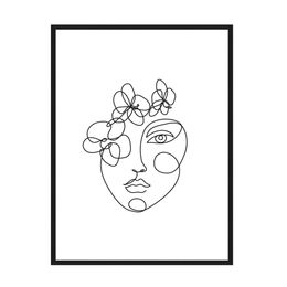 Liv Corday Bild 'Orchid face' Herren Gr&ouml;&szlig;e 50x60 schwarz / wei&szlig;