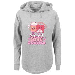 F4NT4STIC Sweatshirt 'Love and Coffe Valentinstag' Damen Gr&ouml;&szlig;e XL graumeliert / altrosa / cranberry / wei&szlig;
